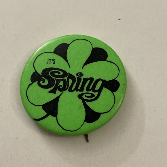Jewelry | Vintage Its Spring Flower Neon Green Button Pin Av1d | Poshmark